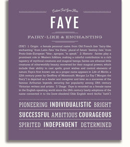 Faye Personalized Name Meaning Art Prints – Name Stories