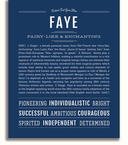 Faye Personalized Name Meaning Art Prints – Name Stories