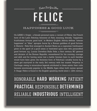 Felice Personalized Name Meaning Art Prints – Name Stories