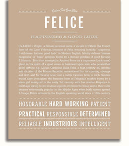 Felice Personalized Name Meaning Art Prints – Name Stories