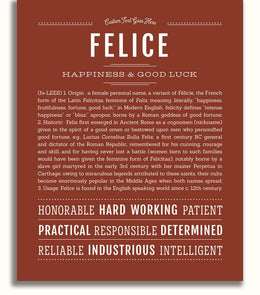 Felice Personalized Name Meaning Art Prints – Name Stories