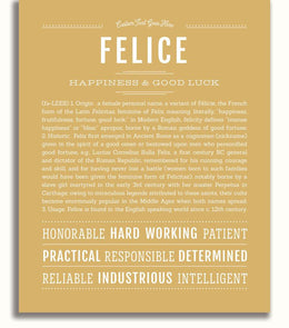 Felice Personalized Name Meaning Art Prints – Name Stories