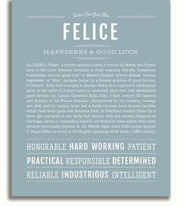 Felice Personalized Name Meaning Art Prints – Name Stories