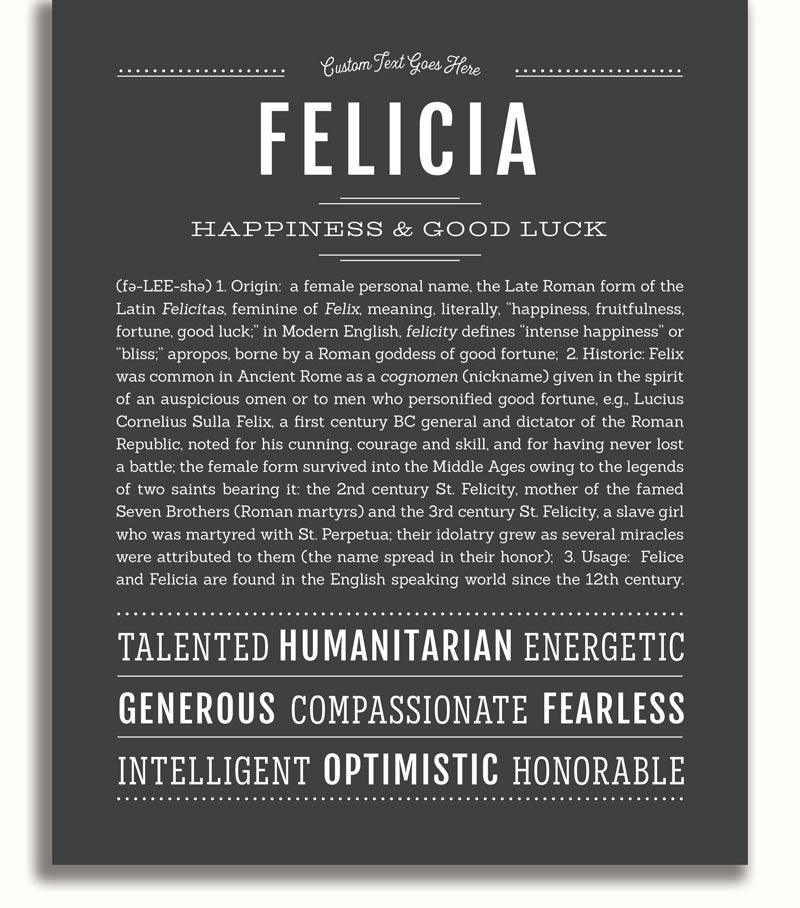 Felicia Personalized Name Meaning Art Prints – Name Stories