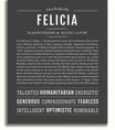 Felicia Personalized Name Meaning Art Prints – Name Stories