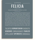 Felicia Personalized Name Meaning Art Prints – Name Stories