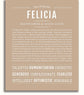 Felicia Personalized Name Meaning Art Prints – Name Stories