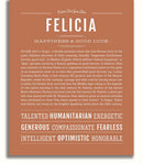 Felicia | Name Art Print – Name Stories