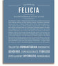 Felicia Personalized Name Meaning Art Prints – Name Stories
