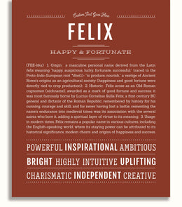 Felix Personalized Name Meaning Art Prints – Name Stories