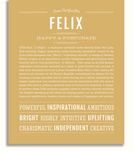 Felix Personalized Name Meaning Art Prints – Name Stories
