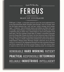 Fergus Personalized Name Meaning Art Prints – Name Stories