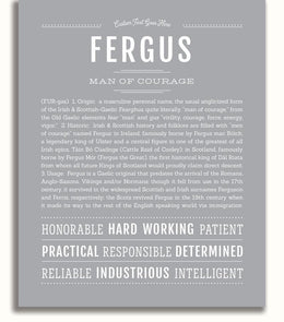 Fergus Personalized Name Meaning Art Prints – Name Stories