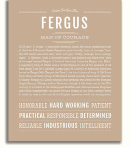Fergus Personalized Name Meaning Art Prints – Name Stories