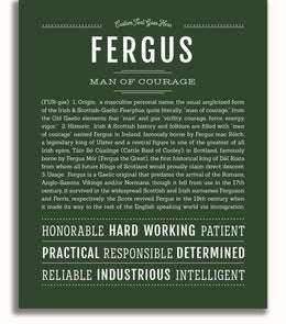 Fergus Personalized Name Meaning Art Prints – Name Stories