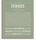Fergus Personalized Name Meaning Art Prints – Name Stories