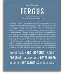 Fergus Personalized Name Meaning Art Prints – Name Stories