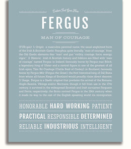 Fergus Personalized Name Meaning Art Prints – Name Stories