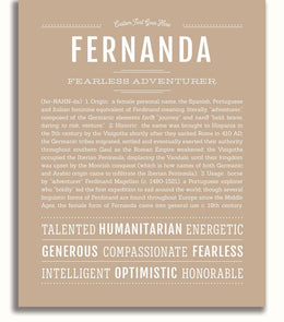 Fernanda Personalized Name Meaning Art Prints – Name Stories