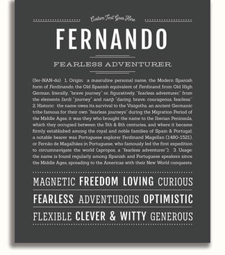 Fernando Personalized Name Meaning Art Prints – Name Stories