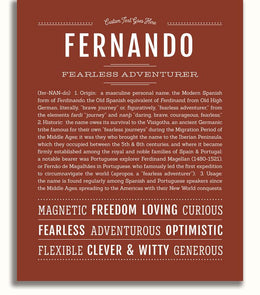 Fernando Personalized Name Meaning Art Prints – Name Stories