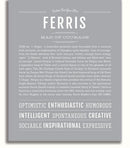 Ferris Personalized Name Meaning Art Prints – Name Stories