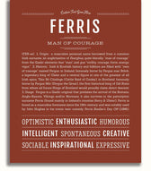 Ferris Personalized Name Meaning Art Prints – Name Stories