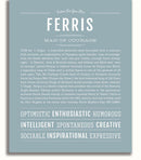 Ferris Personalized Name Meaning Art Prints – Name Stories