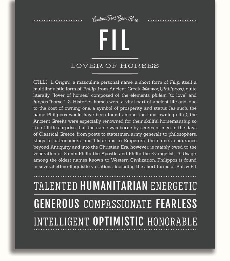 Fil Personalized Name Meaning Art Prints – Name Stories