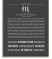 Fil Personalized Name Meaning Art Prints – Name Stories