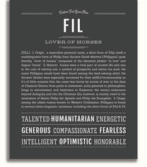 Fil Personalized Name Meaning Art Prints – Name Stories