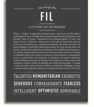Fil Personalized Name Meaning Art Prints – Name Stories