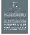 Fil Personalized Name Meaning Art Prints – Name Stories