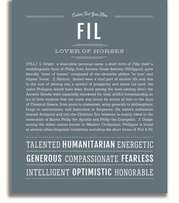 Fil Personalized Name Meaning Art Prints – Name Stories