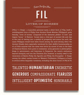 Fil Personalized Name Meaning Art Prints – Name Stories