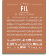 Fil Personalized Name Meaning Art Prints – Name Stories