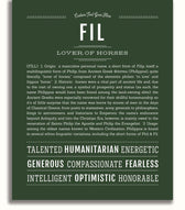 Fil Personalized Name Meaning Art Prints – Name Stories