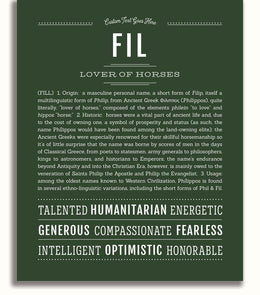 Fil Personalized Name Meaning Art Prints – Name Stories