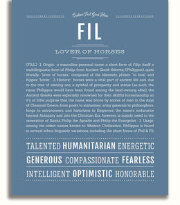 Fil Personalized Name Meaning Art Prints – Name Stories