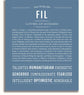 Fil Personalized Name Meaning Art Prints – Name Stories
