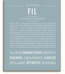 Fil Personalized Name Meaning Art Prints – Name Stories
