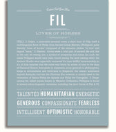 Fil Personalized Name Meaning Art Prints – Name Stories