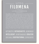 Filomena Personalized Name Meaning Art Prints – Name Stories