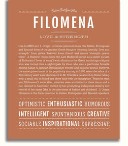 Filomena Personalized Name Meaning Art Prints – Name Stories