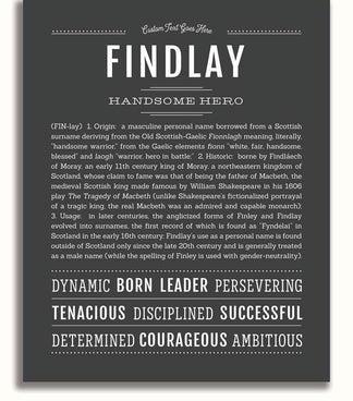 Findlay Personalized Name Meaning Art Prints – Name Stories
