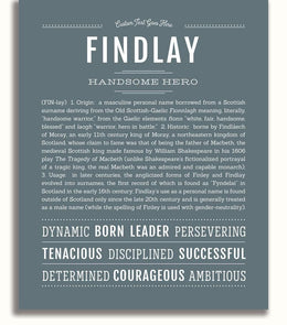 Findlay Personalized Name Meaning Art Prints – Name Stories