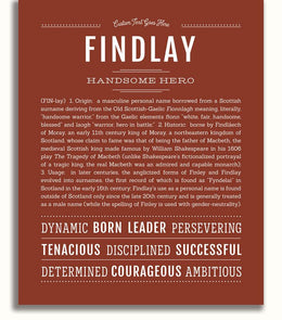 Findlay Personalized Name Meaning Art Prints – Name Stories