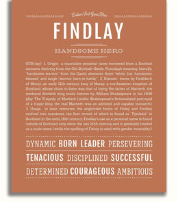 Findlay Personalized Name Meaning Art Prints – Name Stories