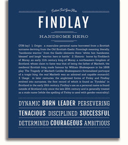 Findlay Personalized Name Meaning Art Prints – Name Stories