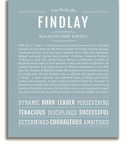 Findlay Personalized Name Meaning Art Prints – Name Stories